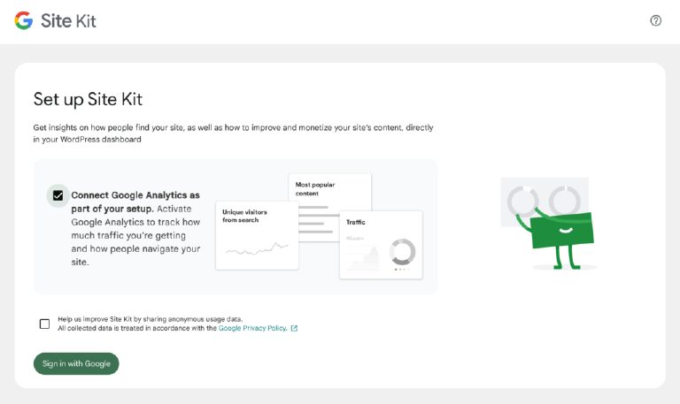 Connecting Google services to Site Kit - Site Kit by Google