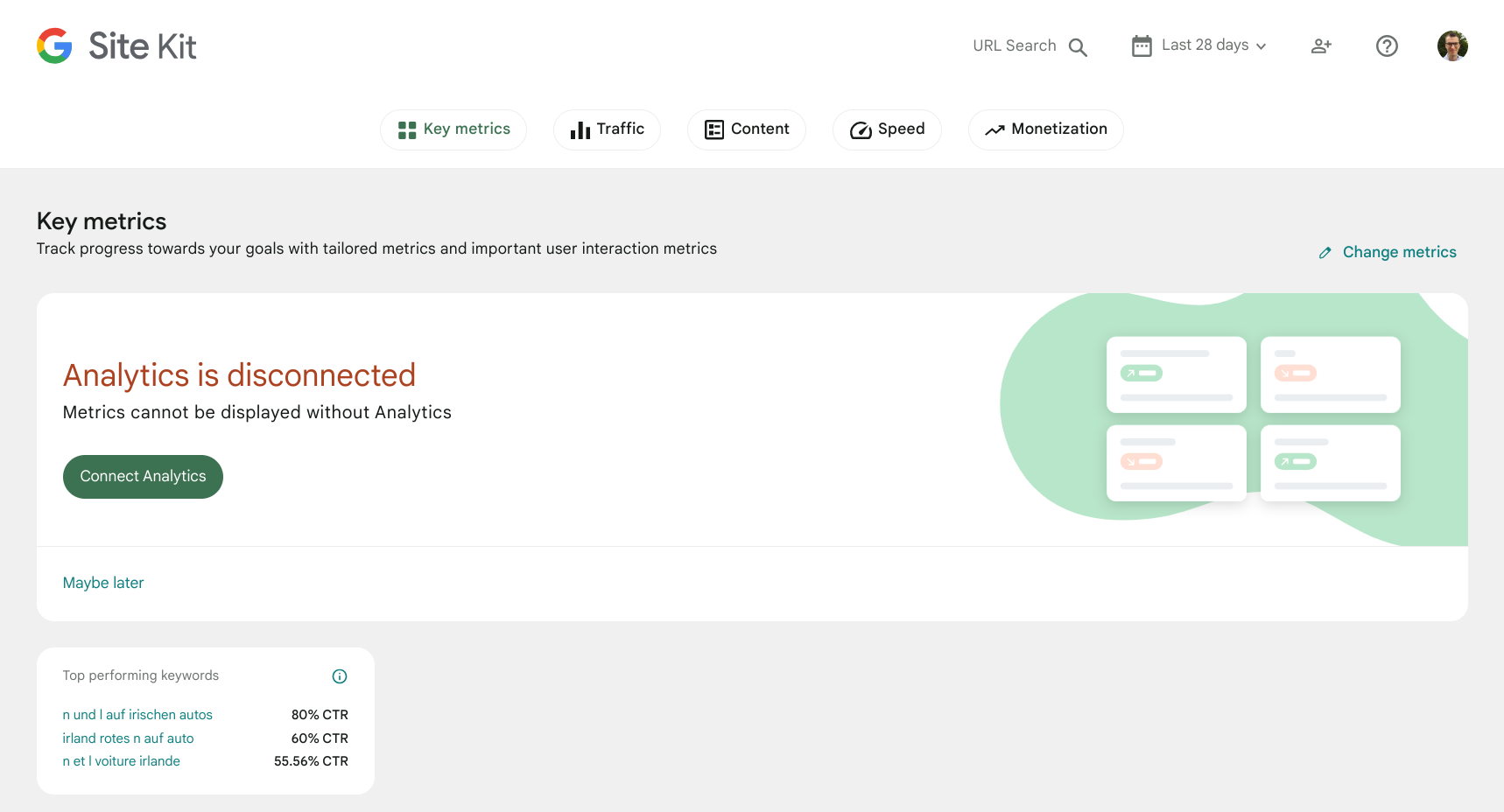 Key metrics - Site Kit by Google